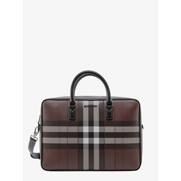 Burberry | Bags | Burberry Man Coated Canvas Briefcase With Exaggerated ...